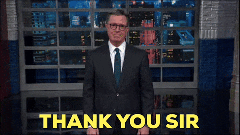 Stephen Colbert Thank You Sir GIF by The Late Show With Stephen Colbert ...