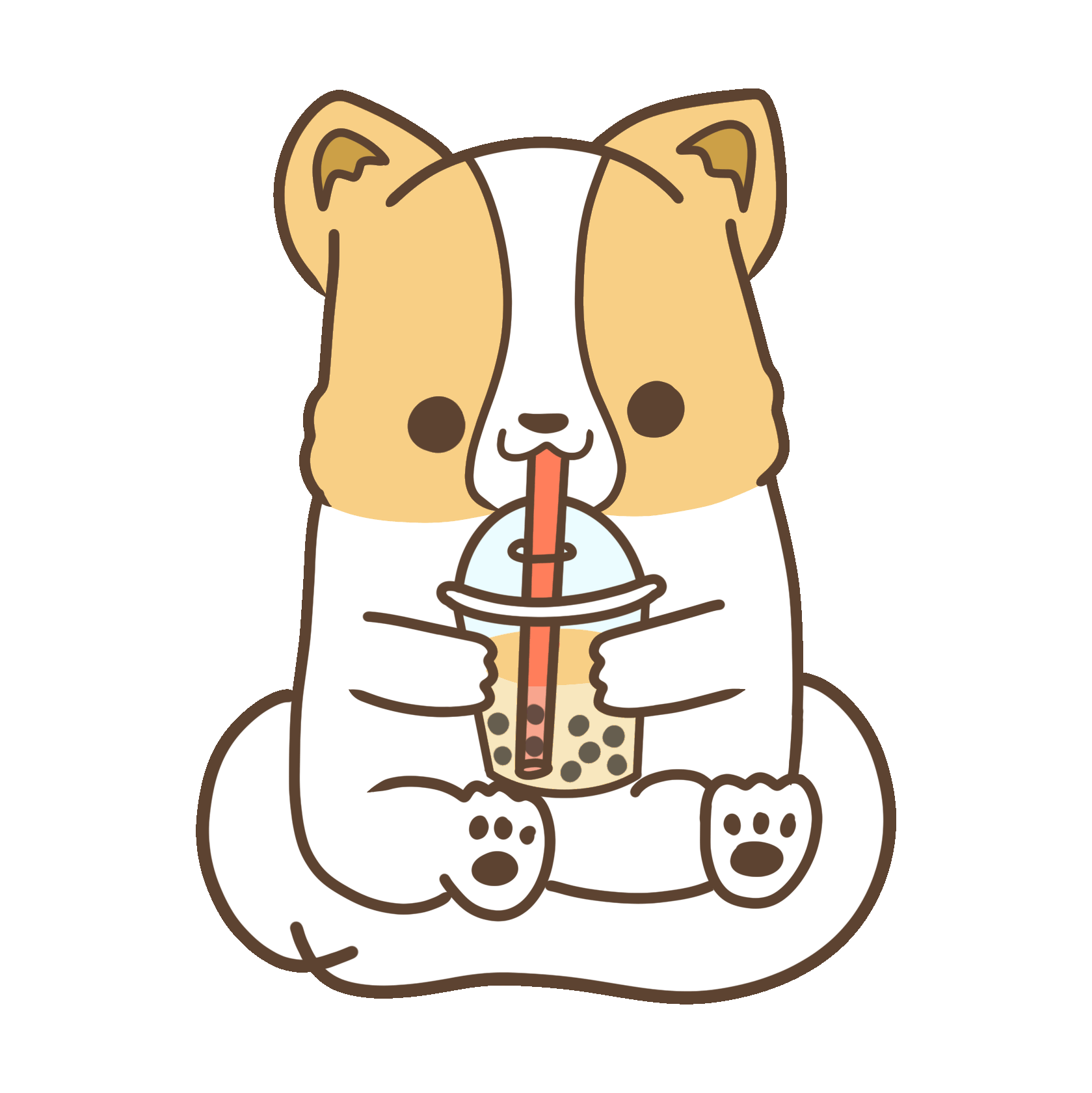 Bubble Tea Dog Sticker by corgiyolk for iOS & Android | GIPHY
