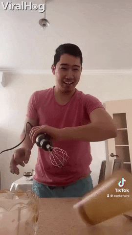 Guy Using Mixer Sends Glass Into Perpetual Motion GIFs - Get the best ...