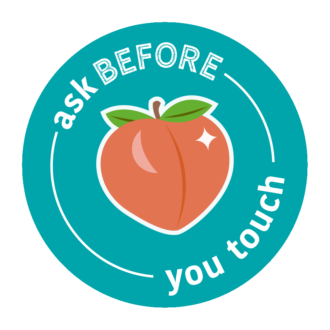 Peach Ask Before You Touch Sticker by cusaonline for iOS & Android | GIPHY