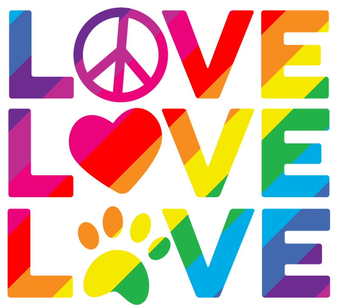 Love Is Love Rainbow Sticker by Clive and Bacon for iOS & Android | GIPHY