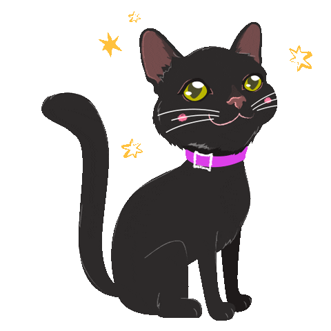 Happy Black Cat Cartoon