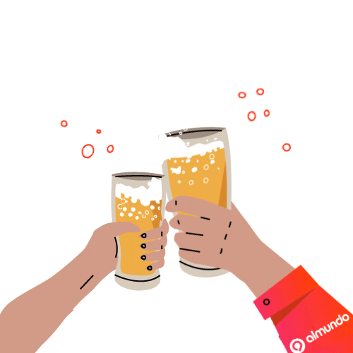 Beer Cheers Sticker by Almundo for iOS & Android | GIPHY