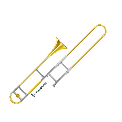 Cartoon Trombone With Music Notes