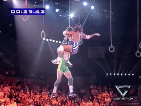 Hang Tough Another One Bites The Dust GIF by Gladiators - Find & Share ...