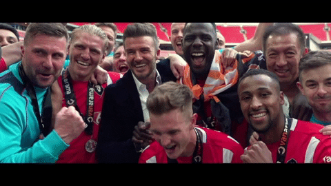 David Beckham Celebration GIF by Salford City FC - Find & Share on GIPHY